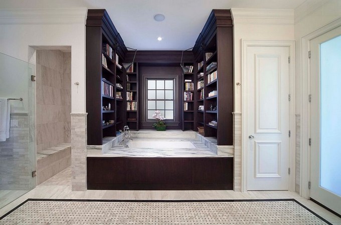 Modern Bathroom With Bookshelves That Embrace Your Love for Books ...