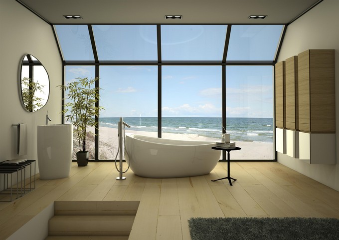 Make a Splash Into Your Bathroom With Floor-to-Ceiling Windows | Maison ...