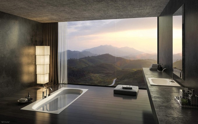Make a Splash Into Your Bathroom With Floor-to-Ceiling Windows | Maison ...
